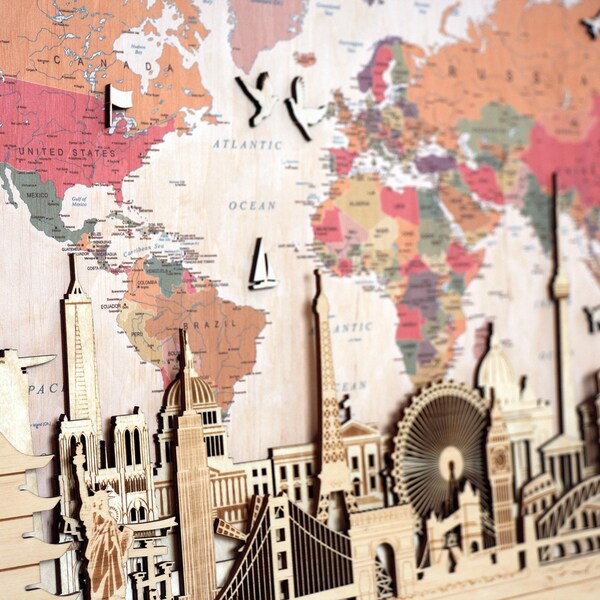 Wood World Map - Etsy