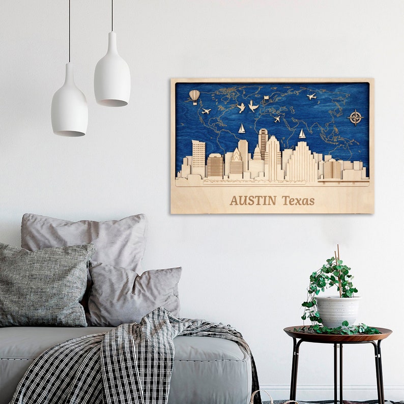 Austin Wall Decor Personalize Gifts City Skyline Home Decor - Etsy