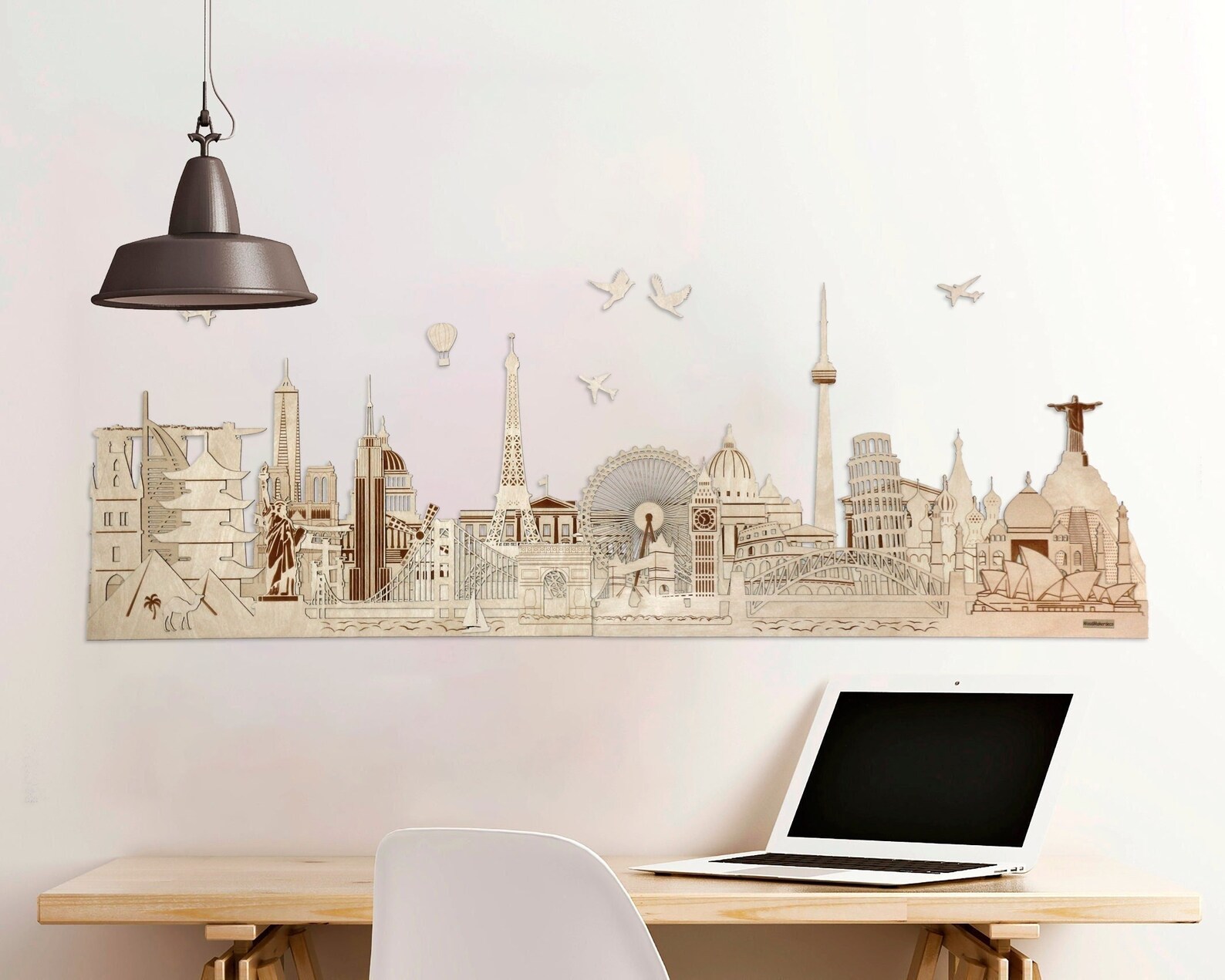 World Landmarks Wood Wall Art World Attractions Home Wall Decor Travel ...