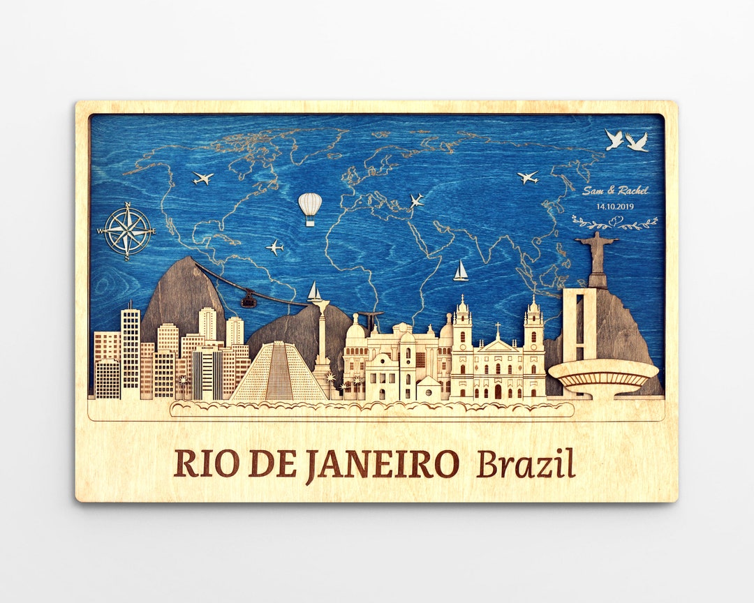 Rio De Janeiro Skyline Wooden Poster Brazil Wall Art Rio De Janeiro ...