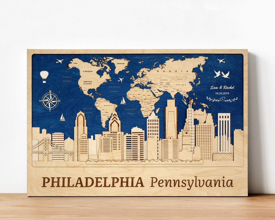 Philadelphia Wall Decor Personalized Gifts for Husband, Wife, Wedding ...