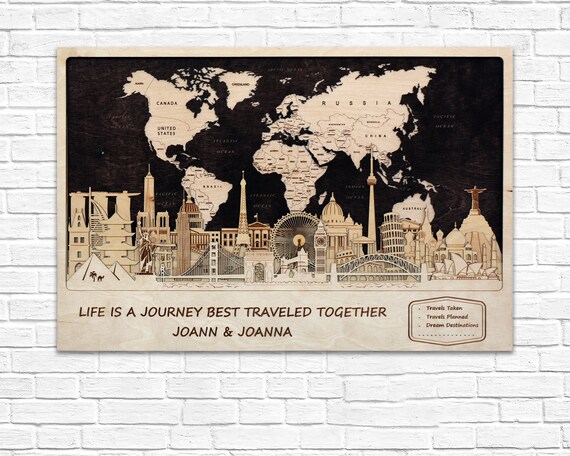 Life is A Journey Push Pin Travel Map Personalised Gifts World - Etsy