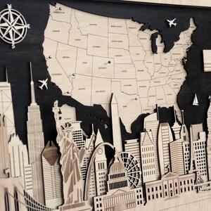 American Patriotic Gift - 3D USA Wooden Map Wood Wall Art ...