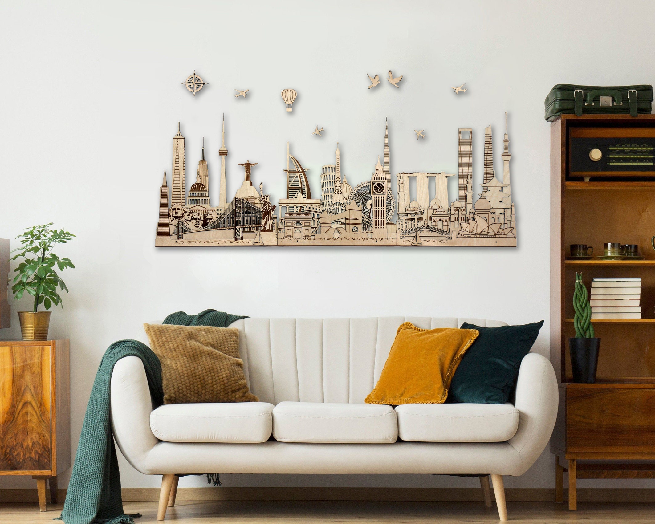 World Landmarks Skyline Travel Wall Decor Exclusive Gift 3D Cityscape ...