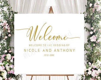 Wedding Day Sign, Wedding Day Welcome Sign, Floral Wedding Day Welcome ...