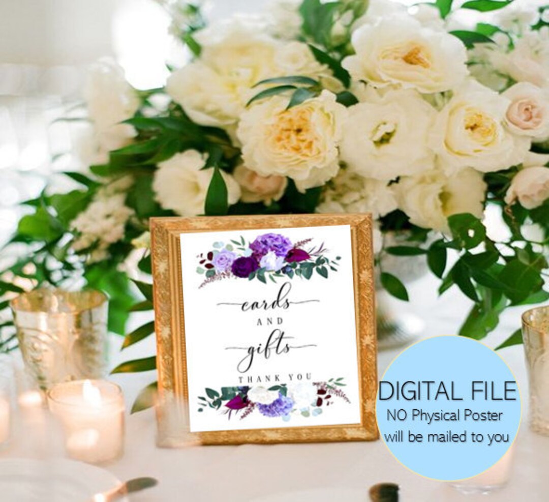 Cards and Gifts Sign, Wedding Sign, Wedding Design, Floral Wedding ...