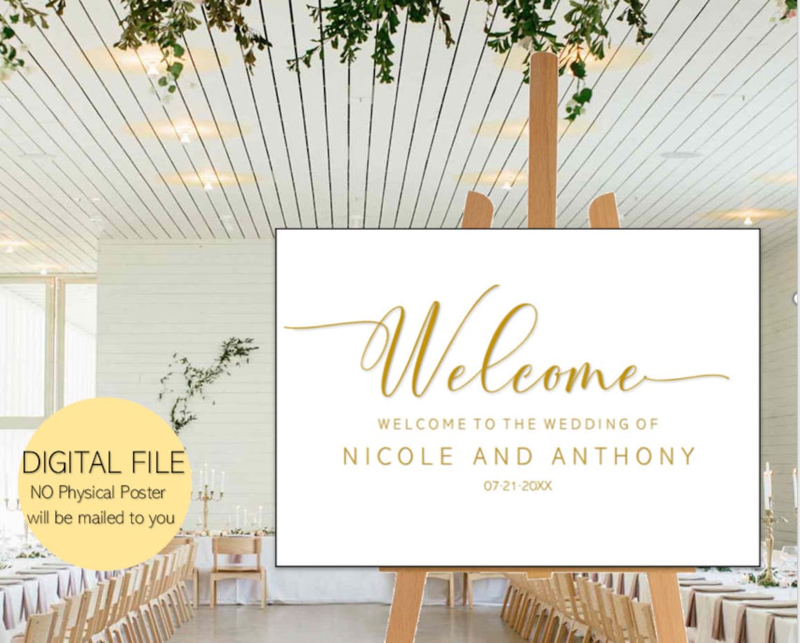 Wedding Day Sign, Gold Wedding Day Sign, Wedding Day Welcome Sign ...