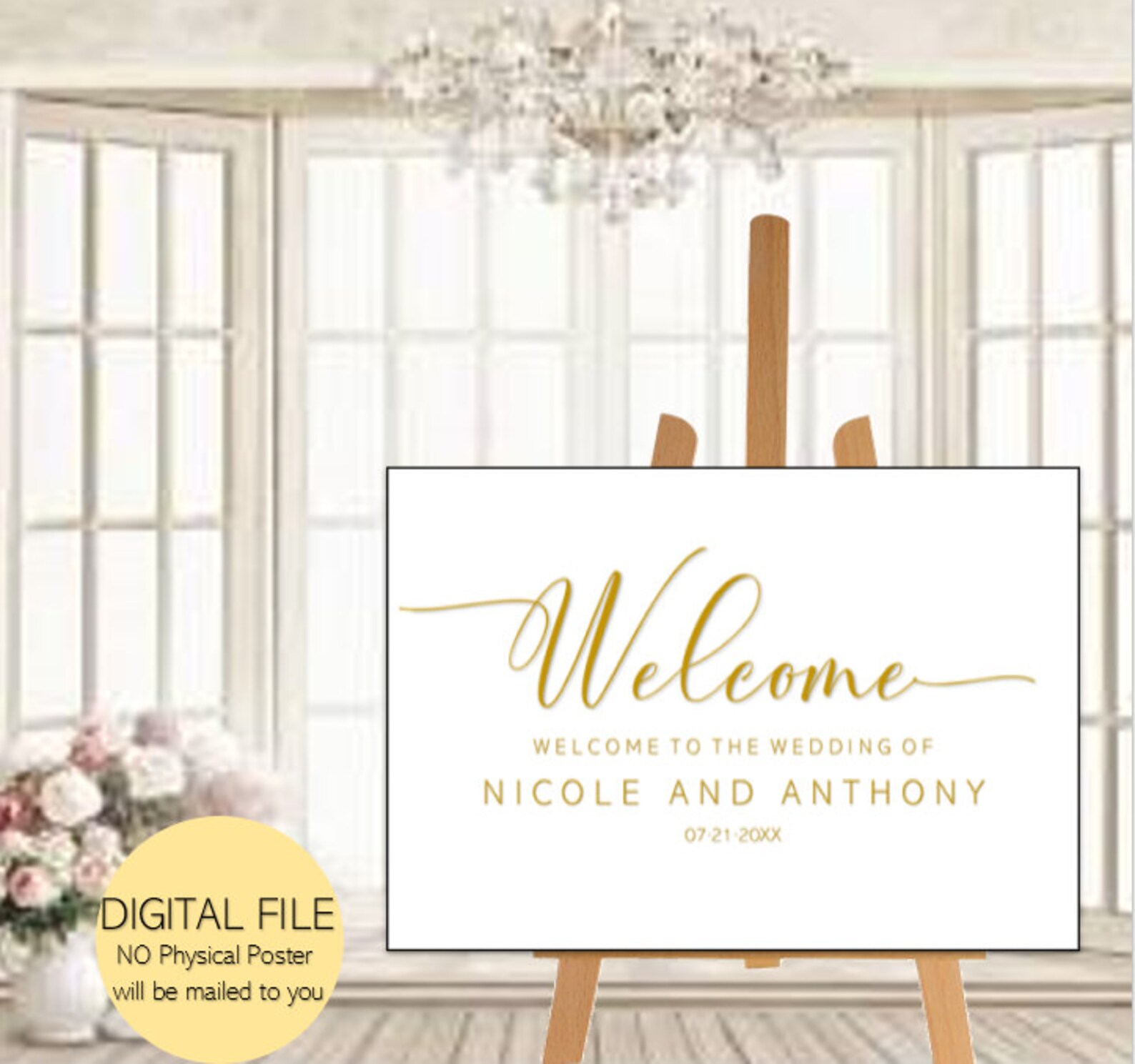 Wedding Day Sign, Gold Wedding Day Sign, Wedding Day Welcome Sign ...
