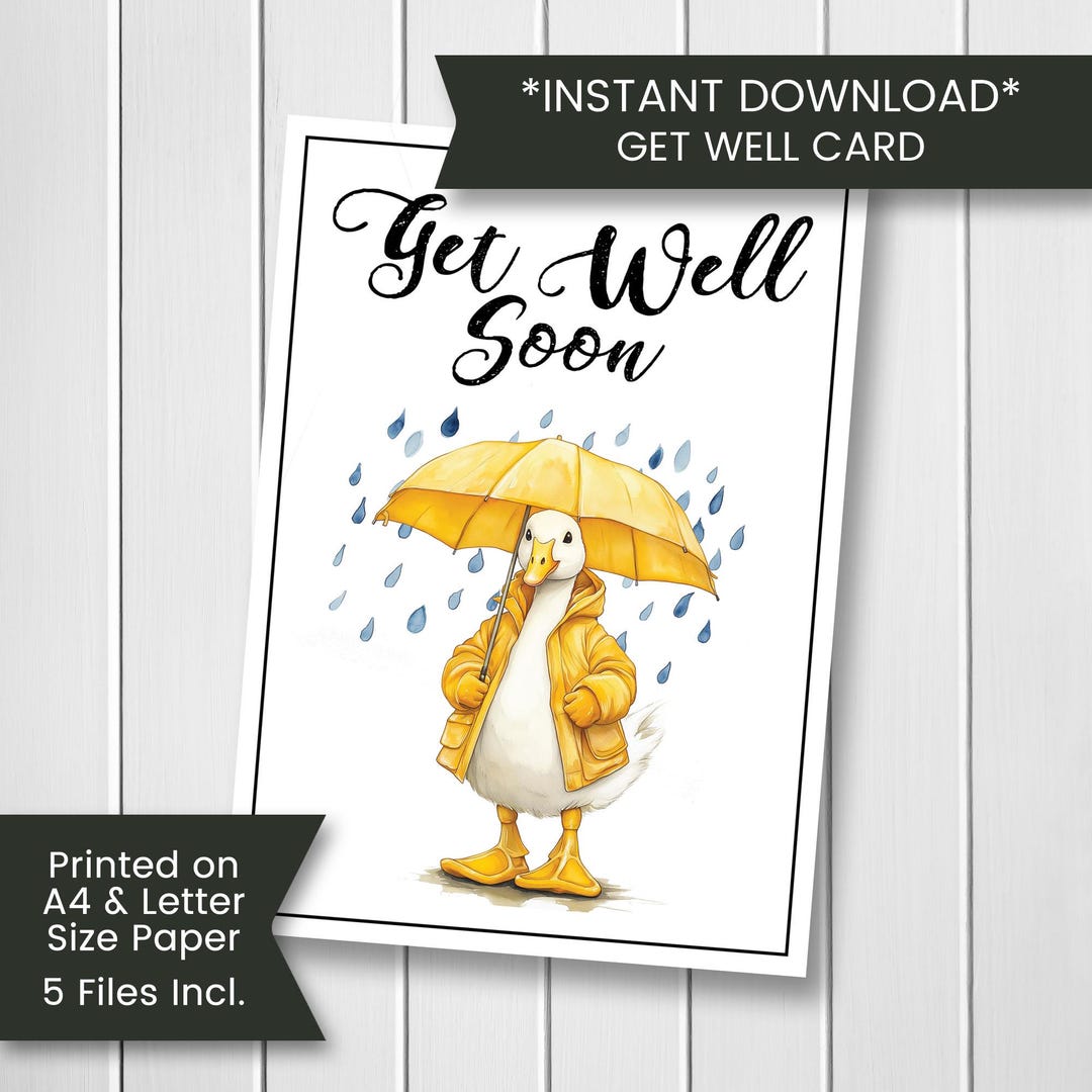 Get Well Card for Friend, Printable Goose Get Well Soon Card for Girl ...