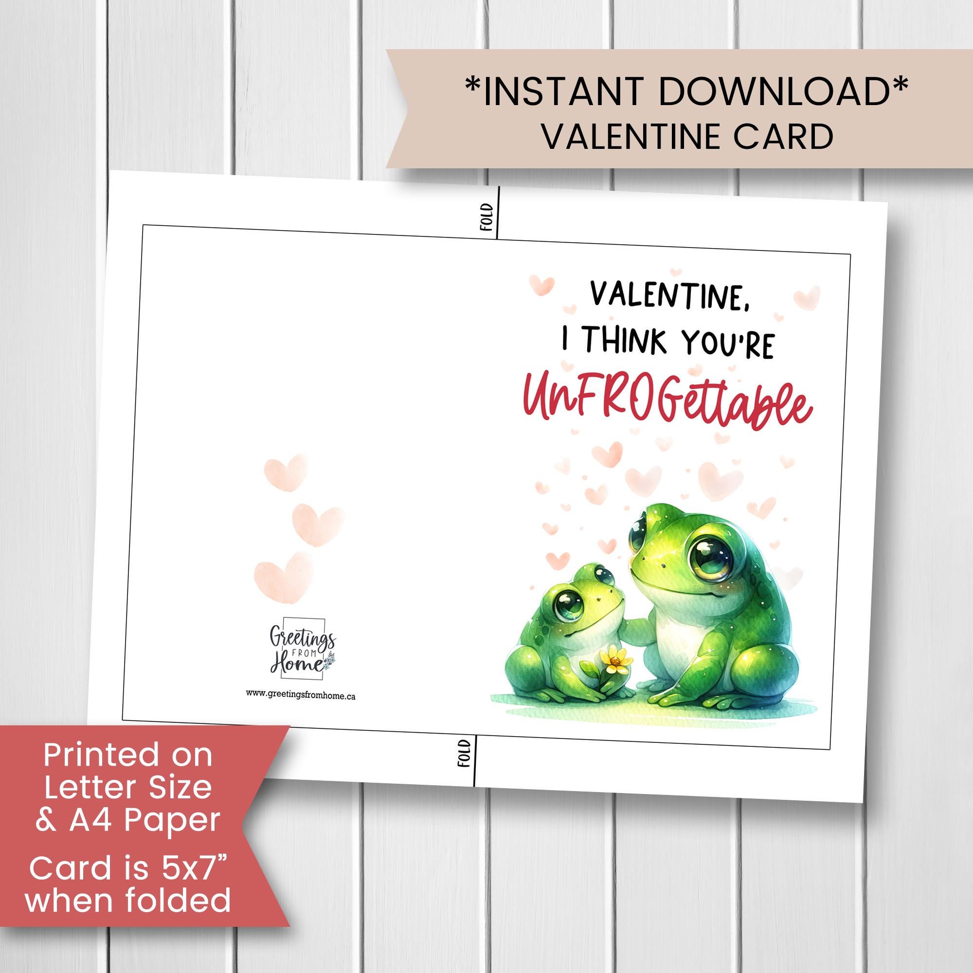 Printable Frog Valentine Card for Grandson, Valentine Card Frog, Cute ...
