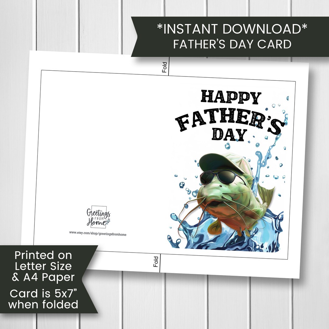 Printable Catfish Father's Day Card From Kids, Fishing Fathers Day Card ...