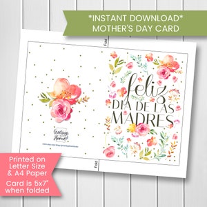 Feliz Dia De Las Madres Card, Spanish Mother's Day Card, Dia De La ...
