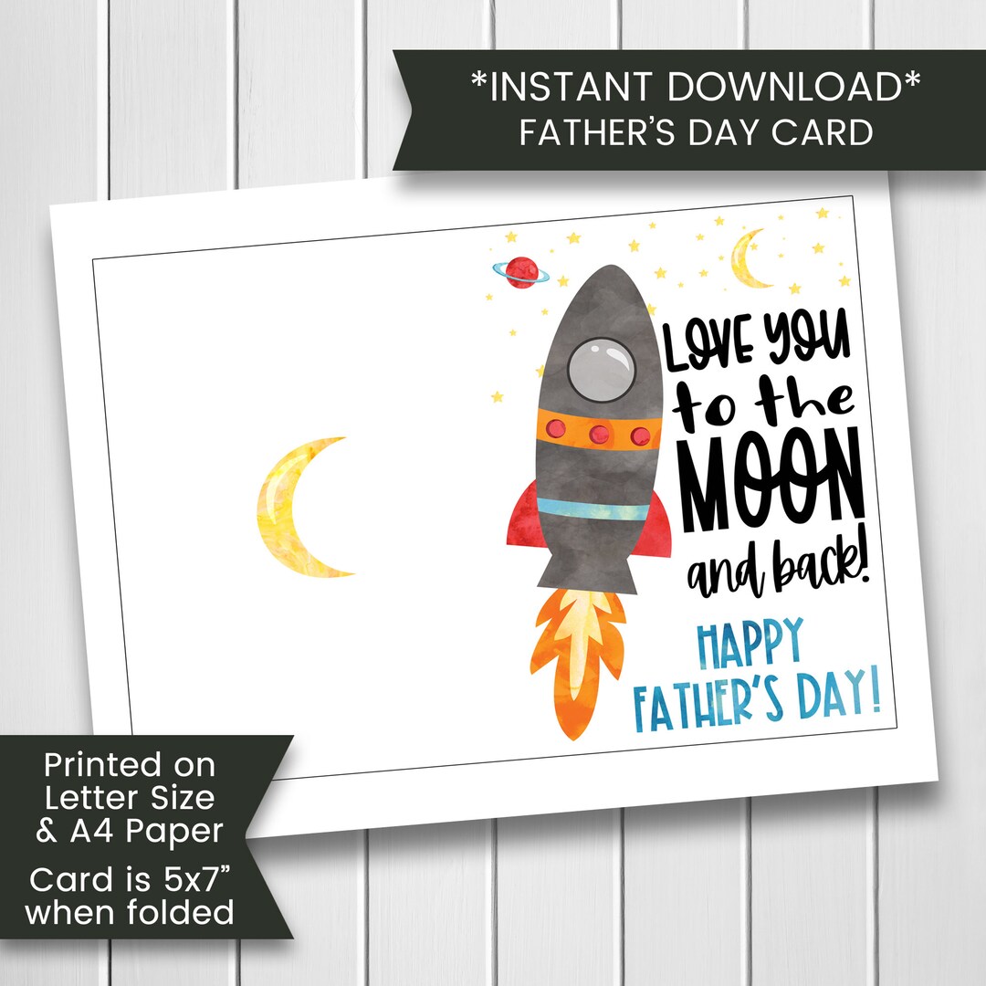 Father's Day Card, Space Fathers Day Card, Love You to the Moon and ...