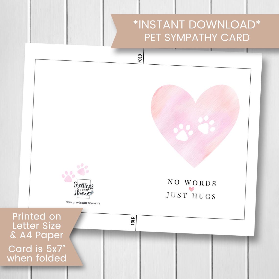 Printable Pet Sympathy Card for Friend, Pet Loss Condolence Grieving ...