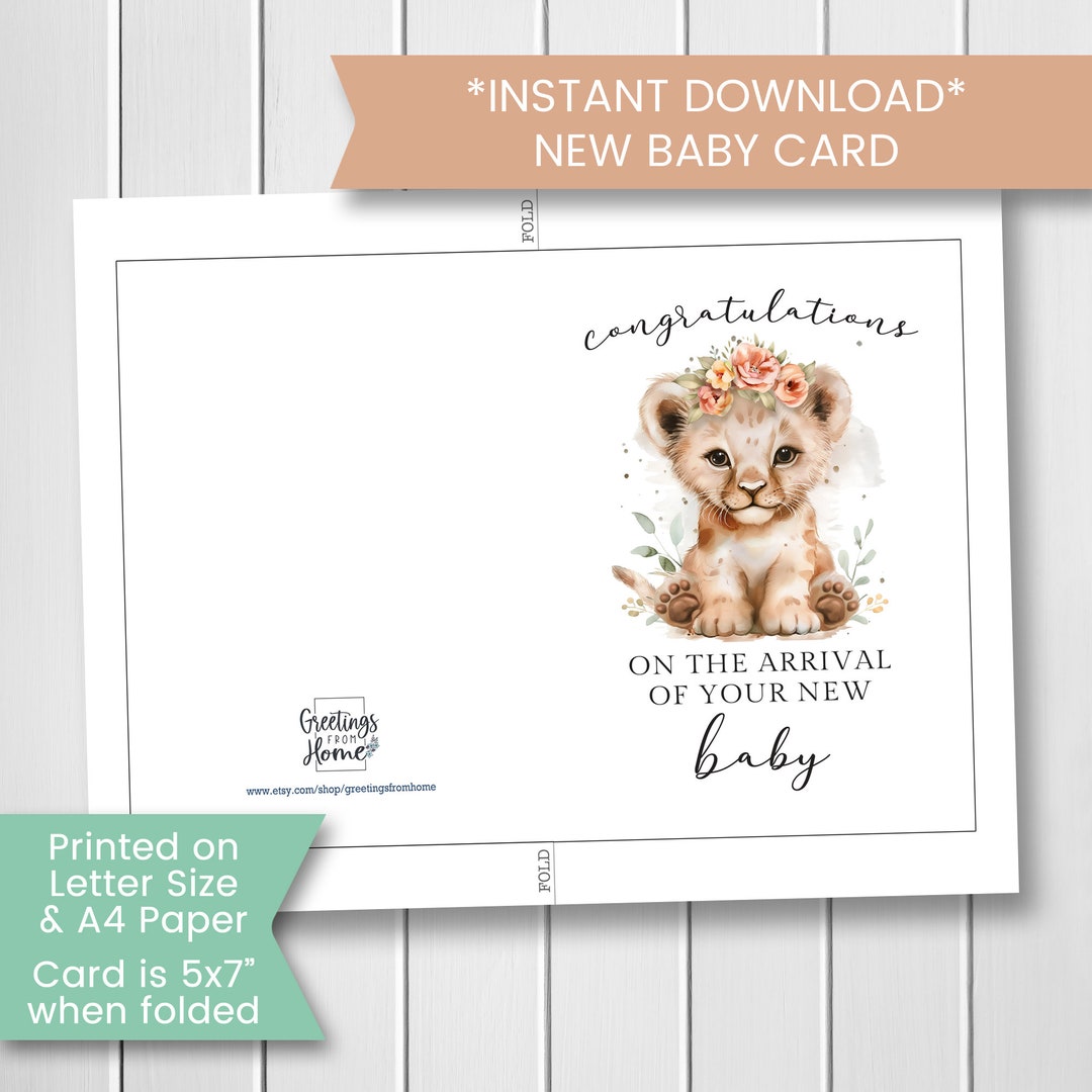 Printable New Baby Card, Congratulations on Your New Baby Card, Baby ...