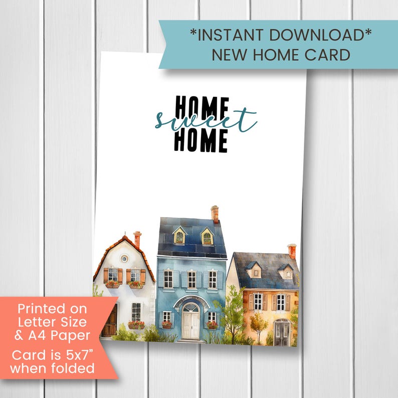 Printable New Home Card for New Homeowner, Home Sweet Home Card for New ...