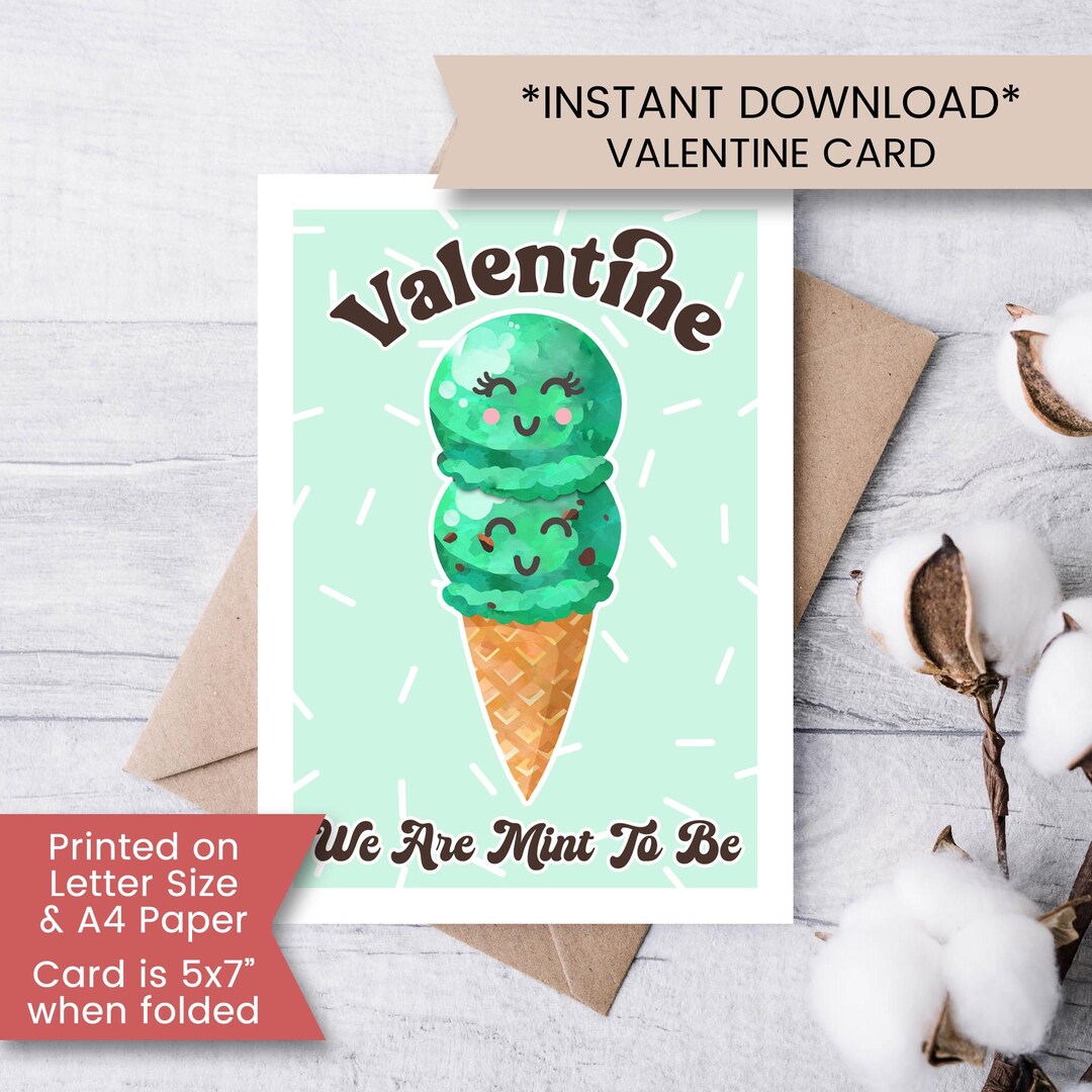Cute Valentines Day Card for Husband Printable, Ice Cream Valentine for ...