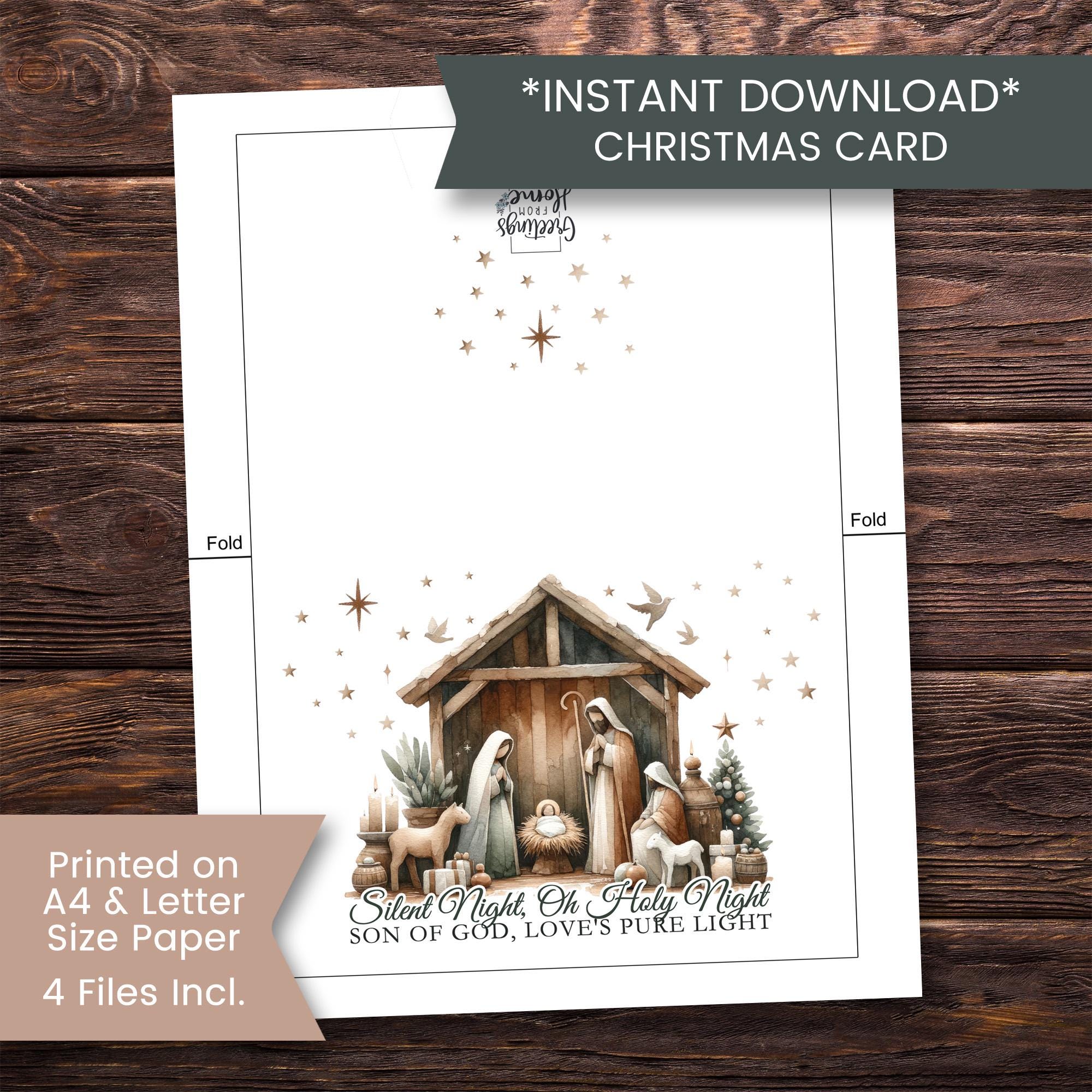 Printable Nativity Christmas Card, Christian Christmas Card, Silent ...