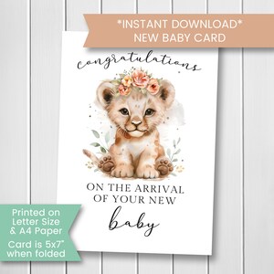 Printable New Baby Card, Congratulations on Your New Baby Card, Baby ...