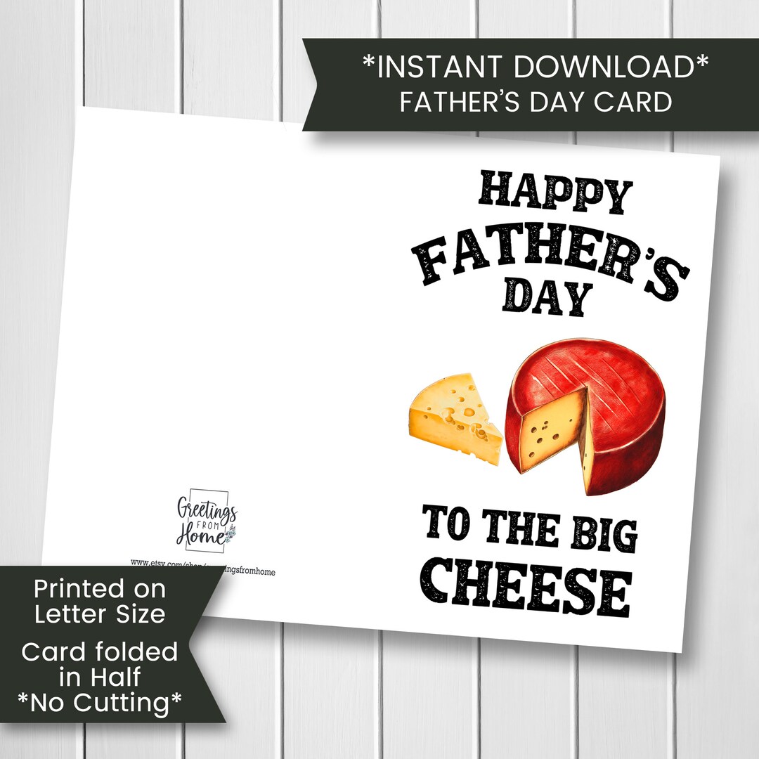 Funny Father's Day Card From Child Printable, Big Cheese Card for ...