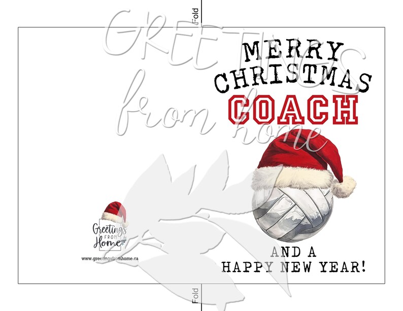 Volleyball Christmas Card for Coach, Printable Volleyball Coach ...