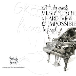 Printable Music Teacher Card, Thank You Card for Piano Teacher, Piano ...