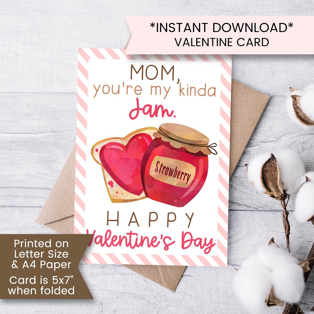 Jam Valentines Day Card for Mom, Printable Jam Valentines Card ...
