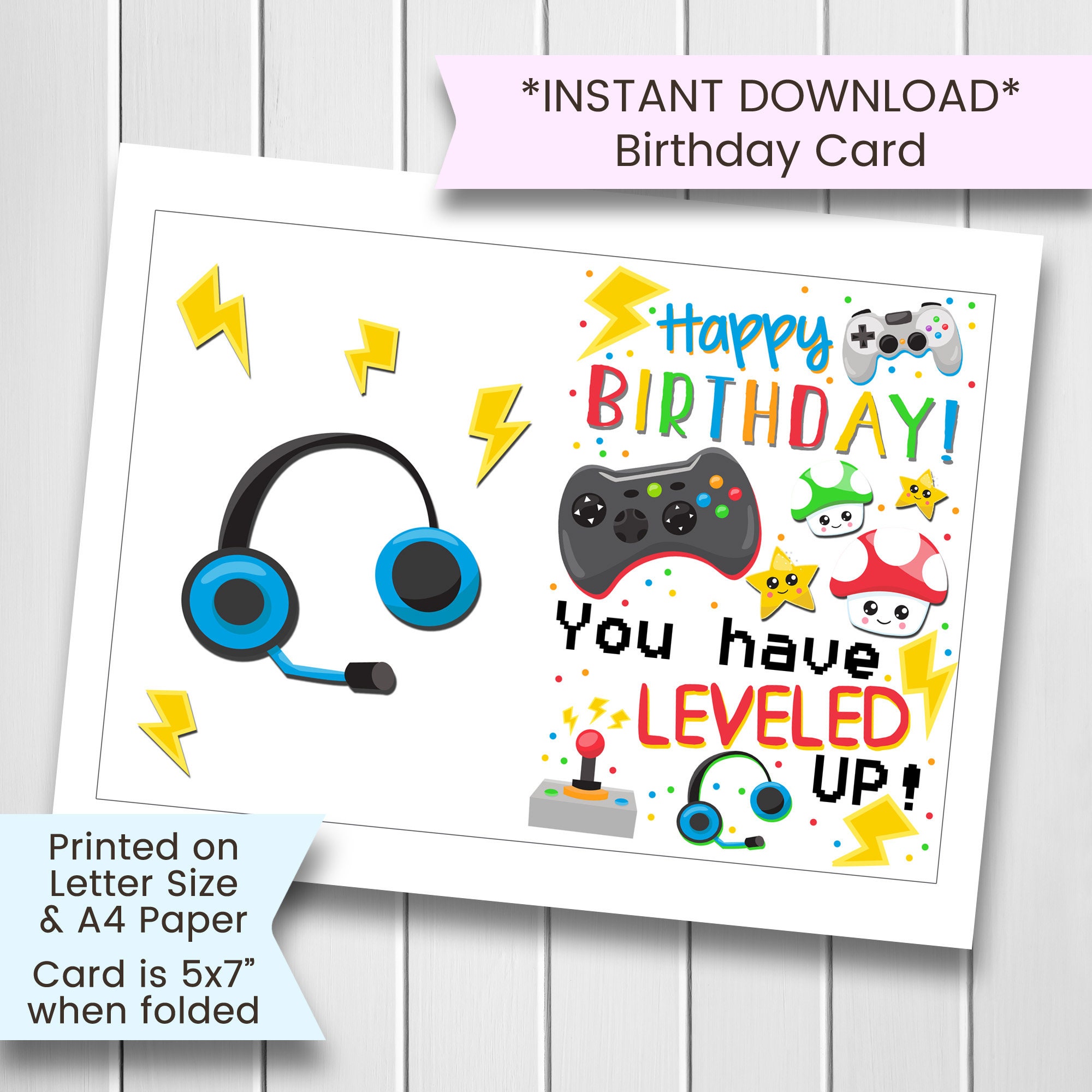 Printable Video Game Birthday Card for Son, Gamer Birthday Card for ...