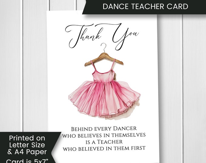 Dance Teacher Thank You Gift Tags or Cards PRINTABLE End of Season Gala ...