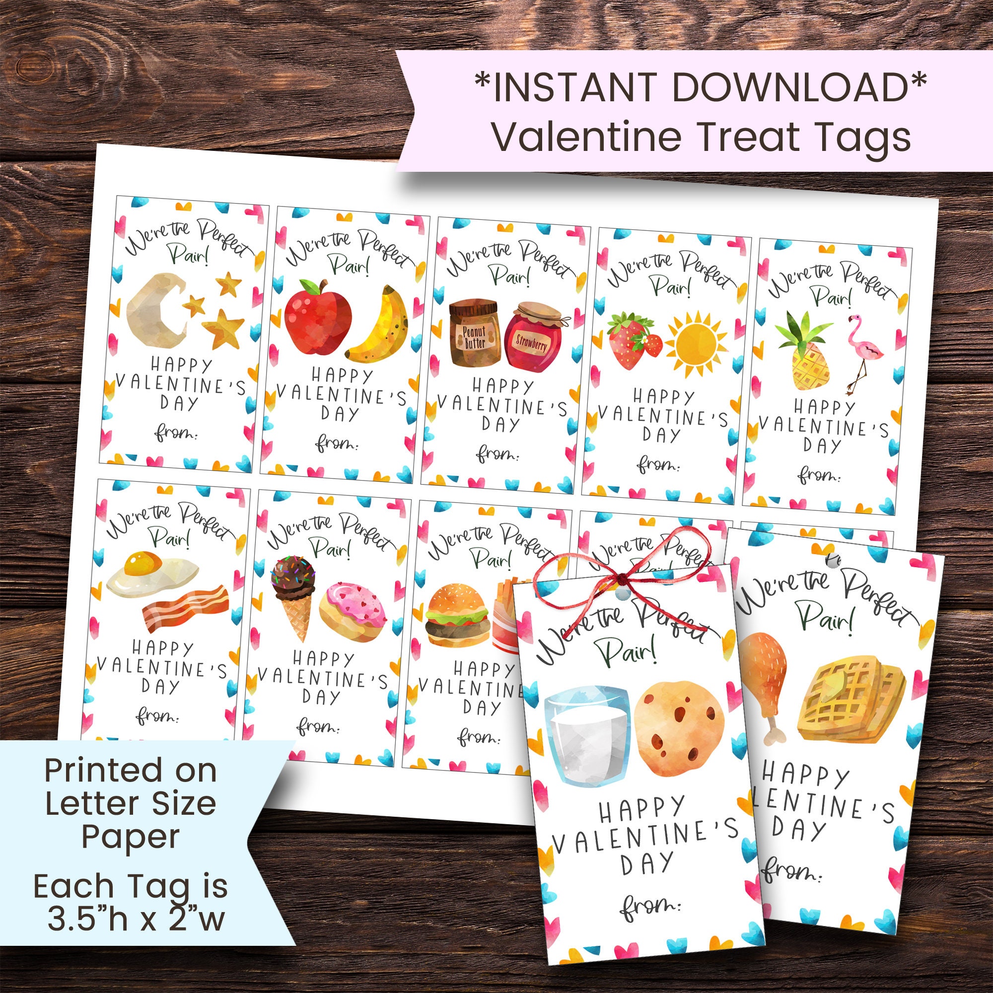 Valentine's Day Treat Tags Printable Valentines Day Tags - Etsy Canada