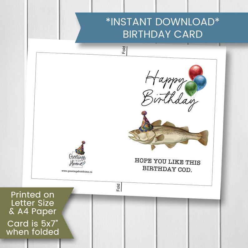 Printable Birthday Card for Fisherman, Funny Birthday Card for Dad ...