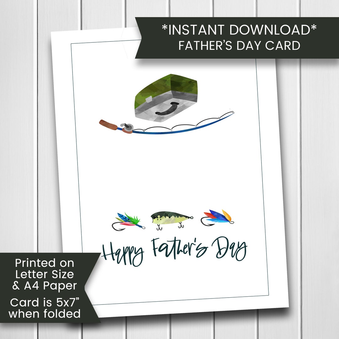 Fishing Father's Day Card for Fisherman Dad, Printable Fathers Day Card ...