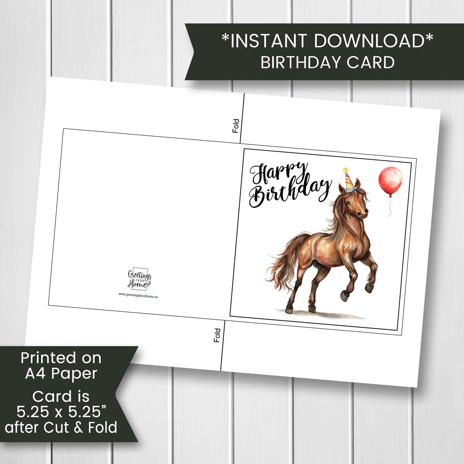 Horse Birthday Card for Friend, Printable Stallion Birthday Card for ...