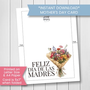 Feliz Dia De Las Madres Card, Spanish Mother's Day Card, Dia De La ...