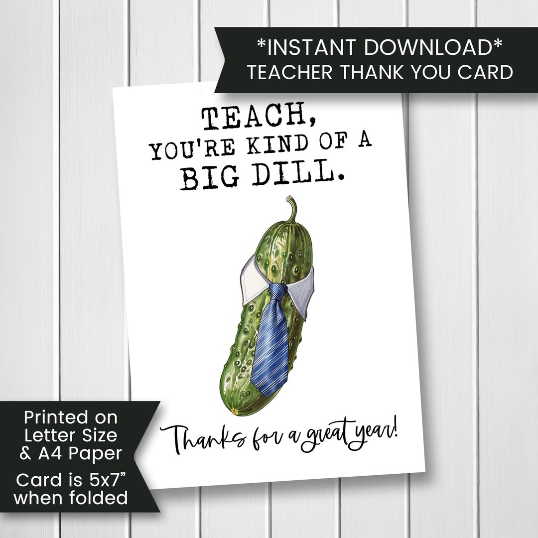 Pickle Year End Card for Professor Printable, Thank You Card for ...