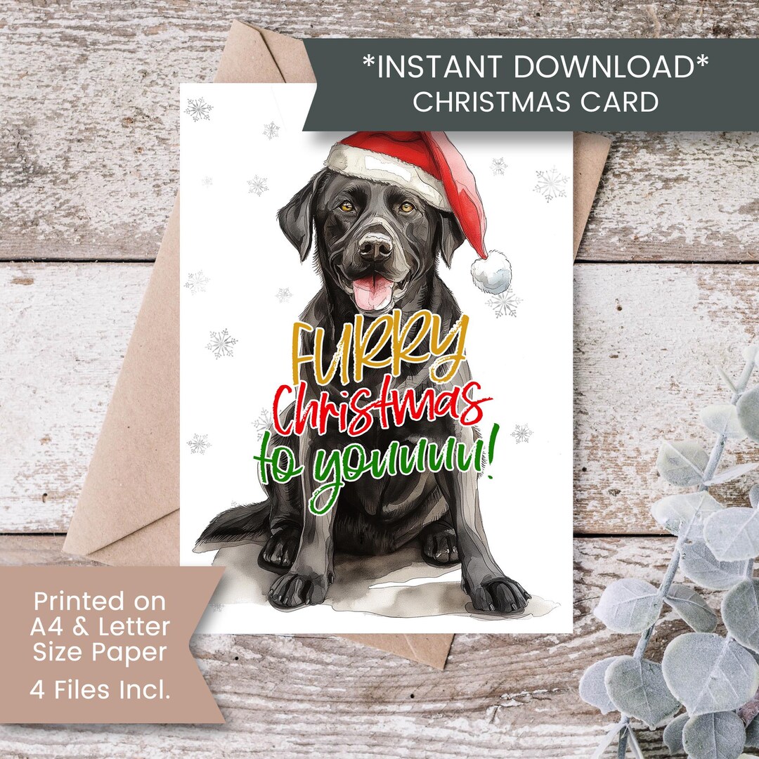 Black Lab Christmas Card, Printable Dog Christmas Card for Friend ...