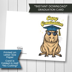 Printable Funny Graduation Card, Capybara Graduation Card for Brother ...