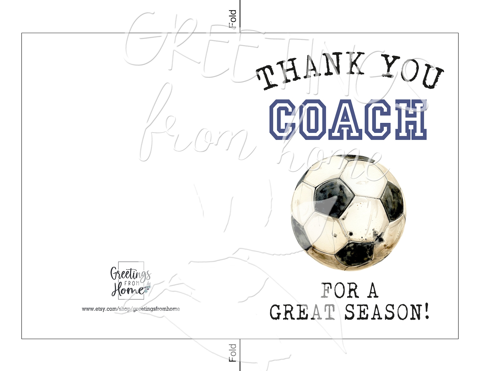 Printable Soccer Coach Thank You Card, Thank You for Soccer Coach ...