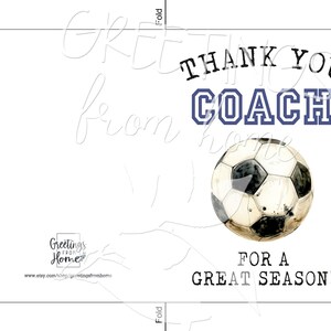 Printable Soccer Coach Thank You Card, Thank You for Soccer Coach ...