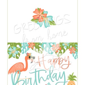 Flamingo Birthday Card Flamingo Card Printable Tropical | Etsy