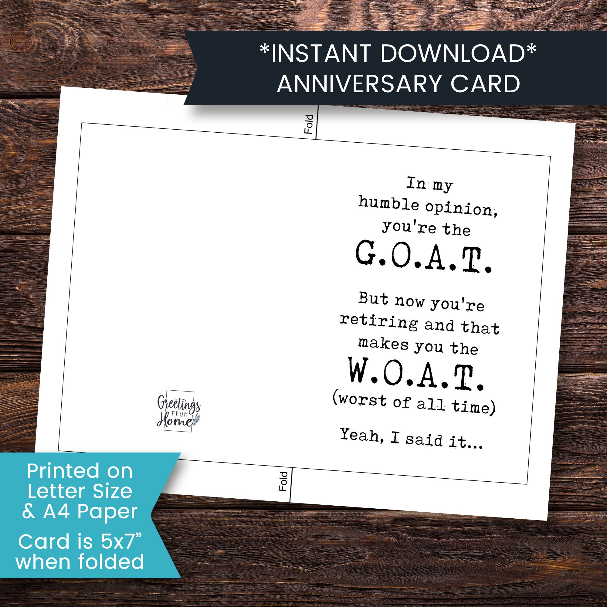 Printable Retirement Card for Coworker, Funny Retirement Card for Work ...