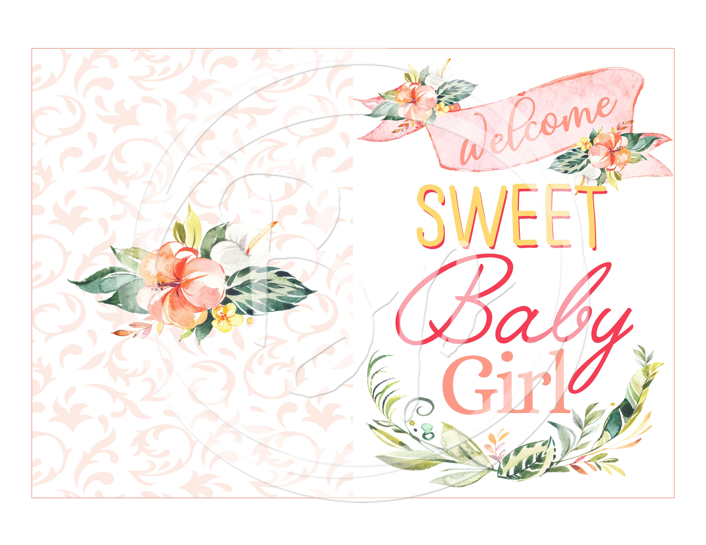 New Baby Card Girl Printable New Baby Girl Card New Baby | Etsy