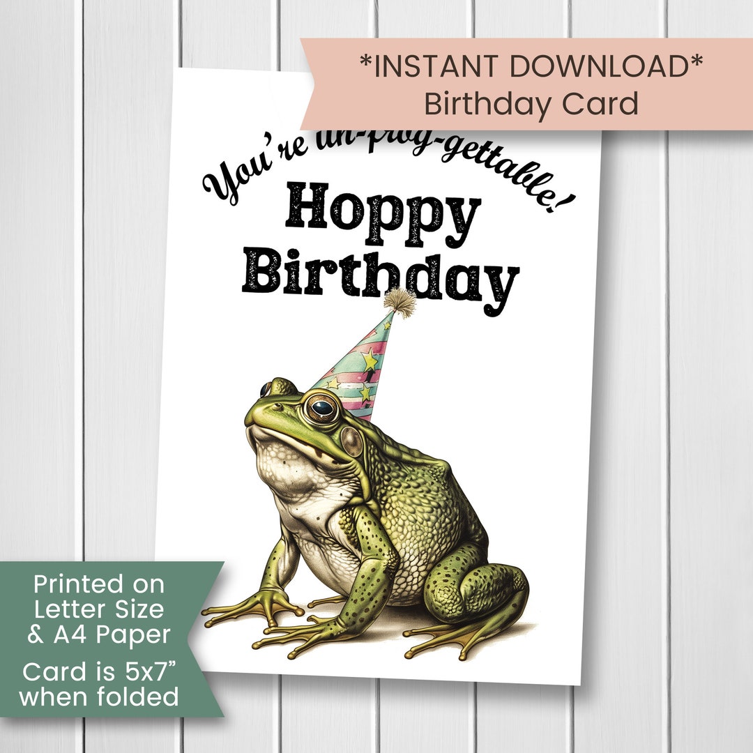 Frog Birthday Card, Funny Birthday Card With Frog, Printable Toad ...