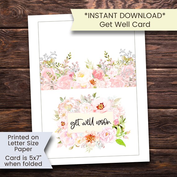 Printable Get Well Card Peony Get Well Card Get Well Card | Etsy