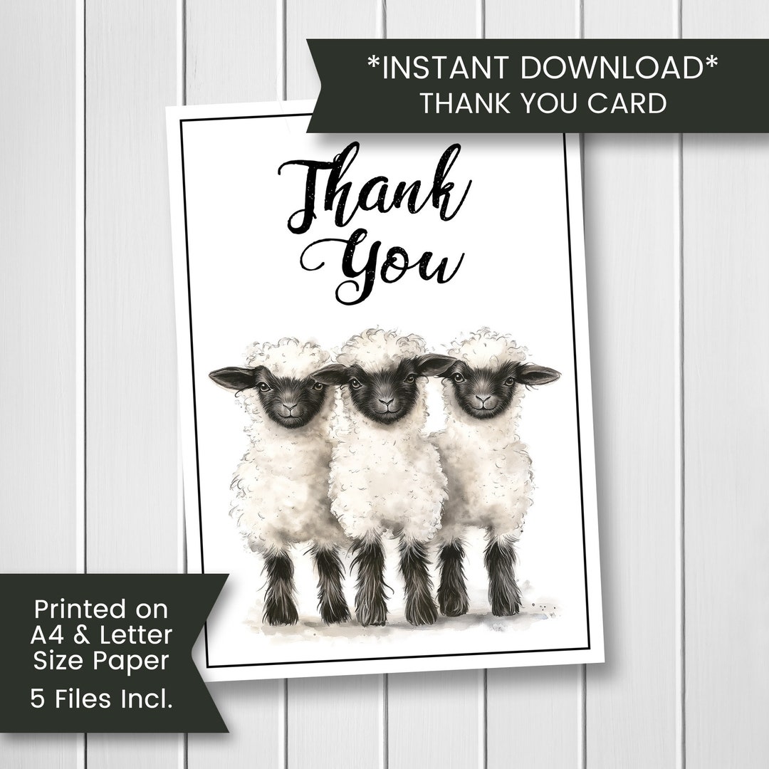Printable Lamb Thank You Card for Friend, Blacknose Sheep Thank You ...