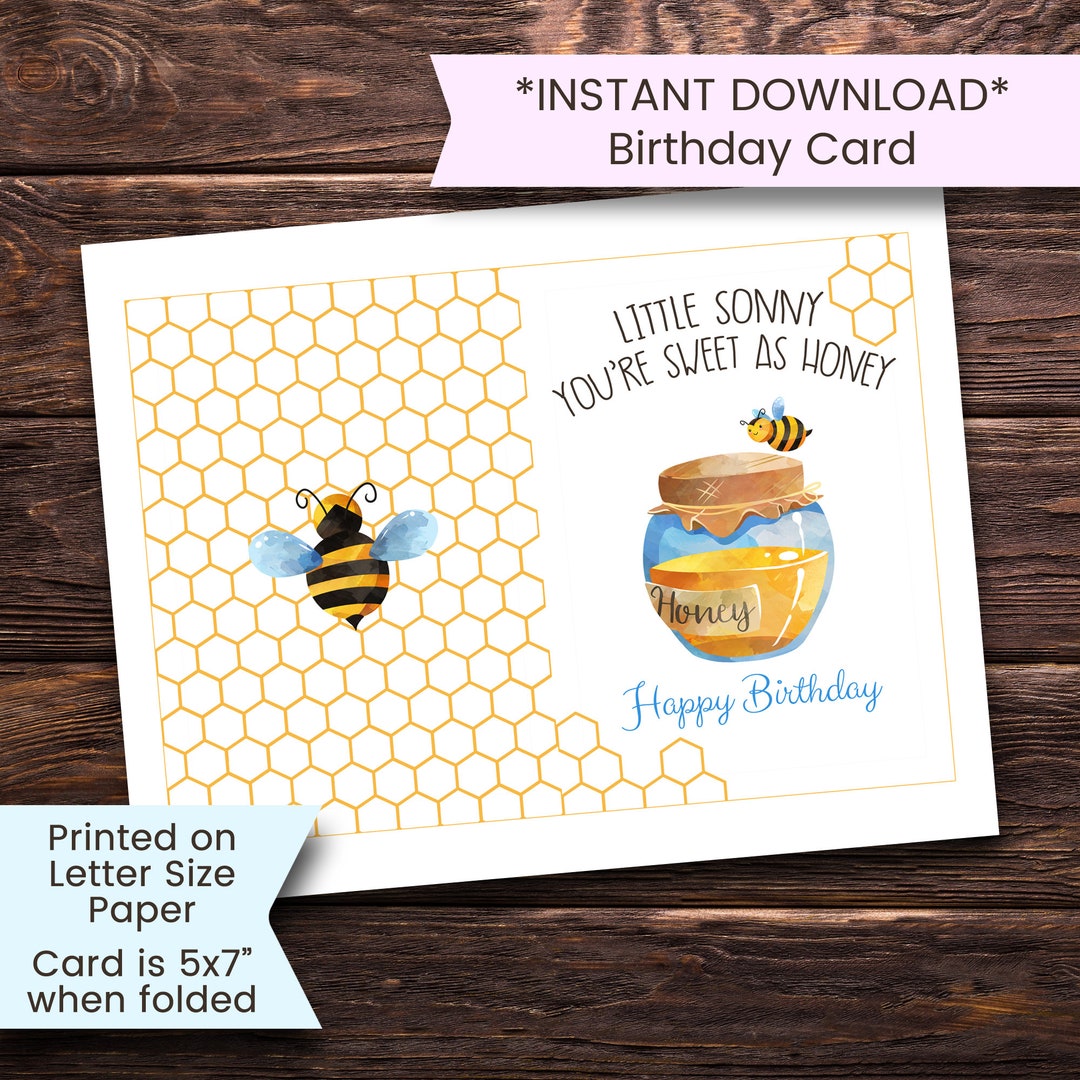 Birthday Card Printable for Bee Lover Birthday Card With Honeybee ...