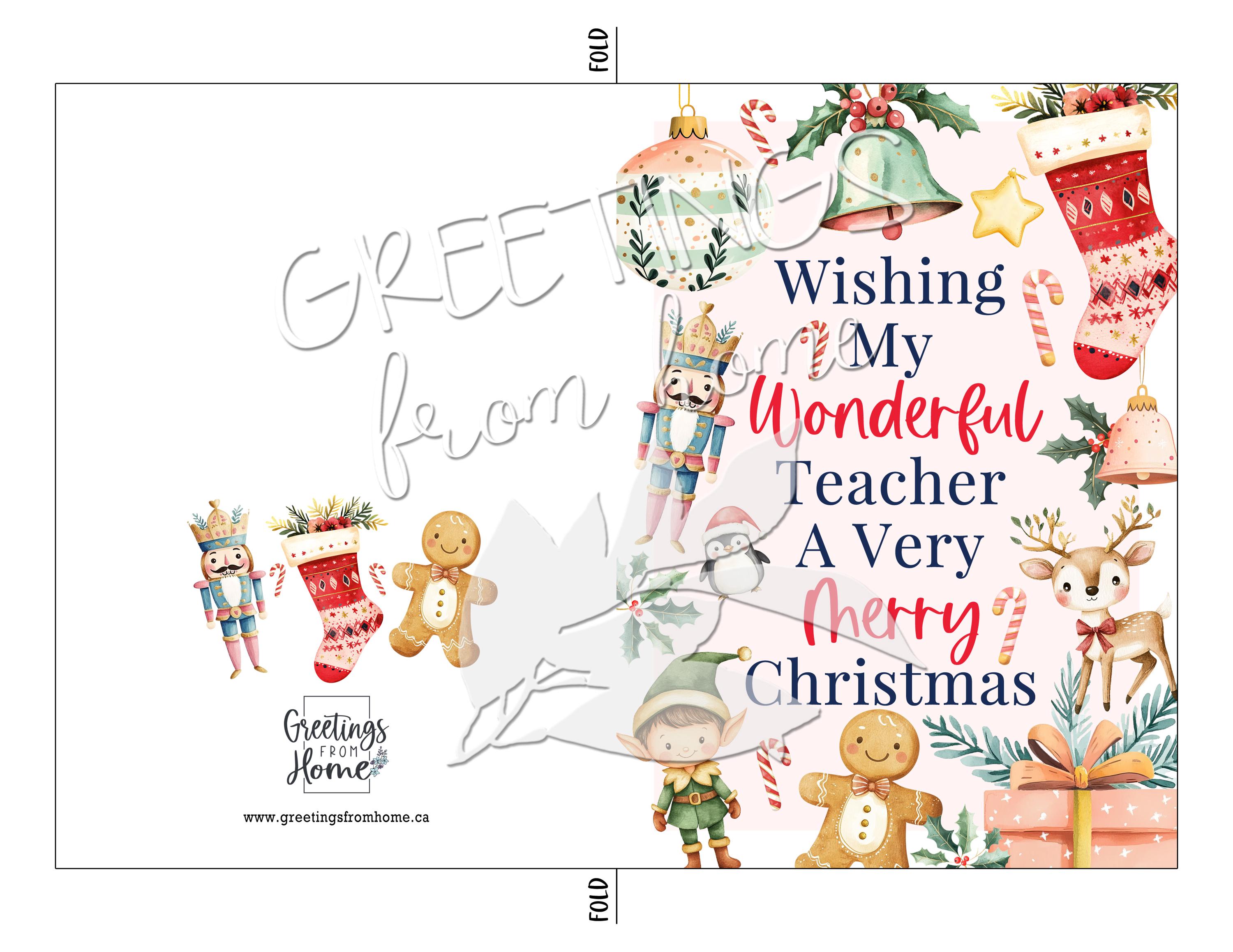 Printable Christmas Card for Teacher, Teacher Christmas Card From ...