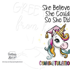 Printable Unicorn Graduation Card for Daughter, High School Graduation ...