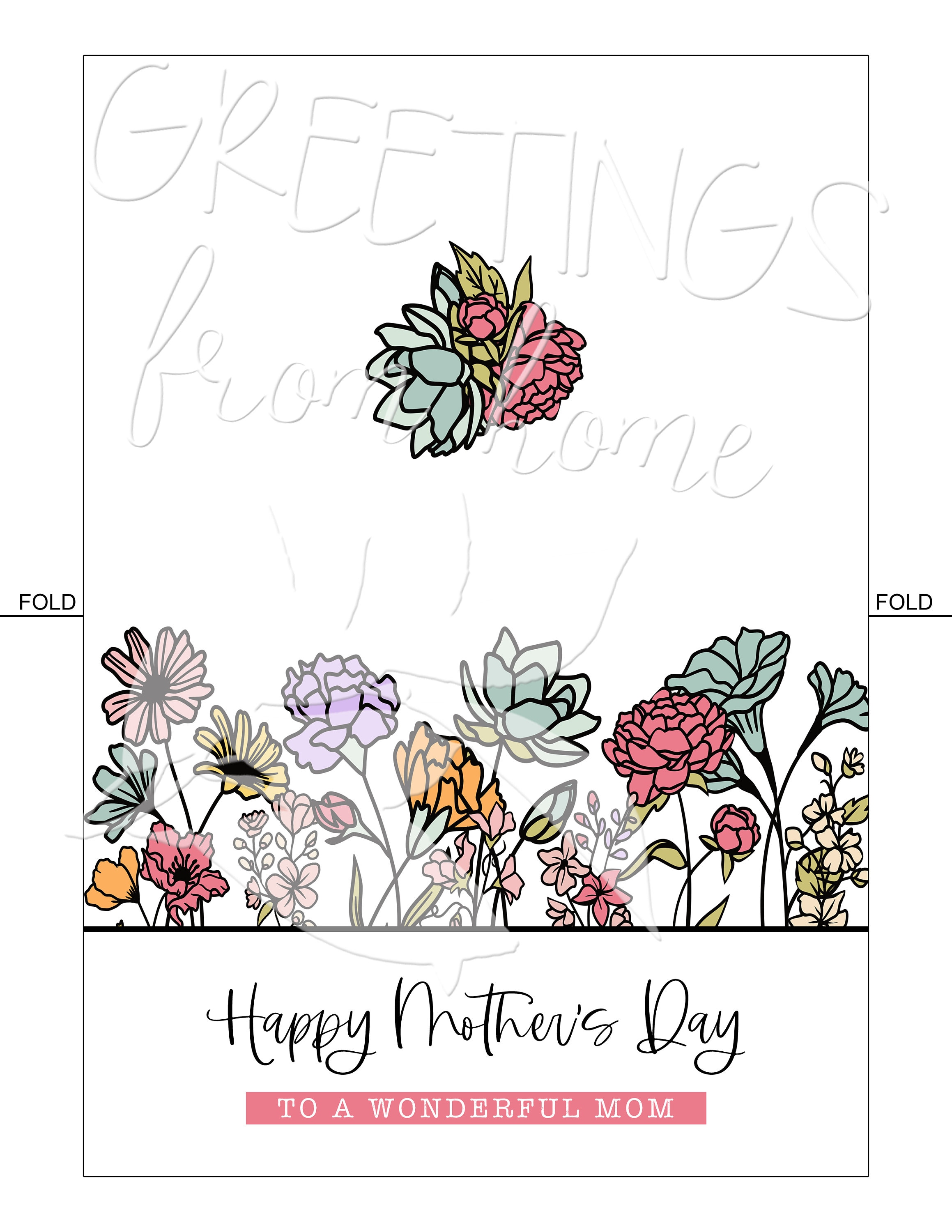 Printable Floral Mothers Day Card for Mom, Wildflowers Card, Digital ...