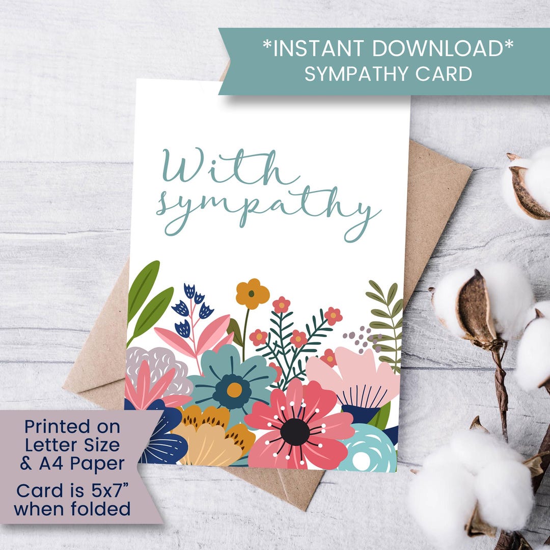 Printable Sympathy Card for Friend, Condolence Grieving Card, Thinking ...